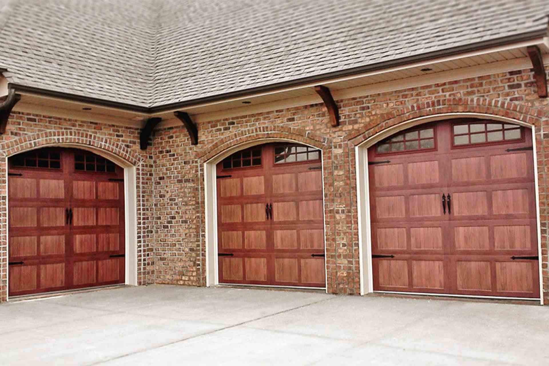 Garage Door – 52XX with Arched Stockton Windows, Dark Oak - Door Doctor VA