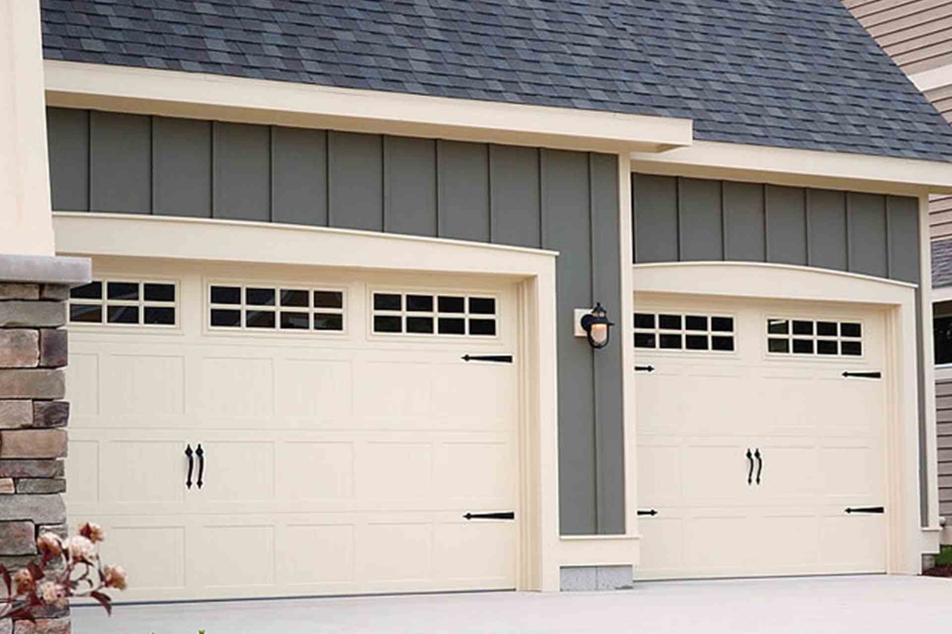Garage Door – 52XX with Stockton Windows, Almond - Door Doctor VA