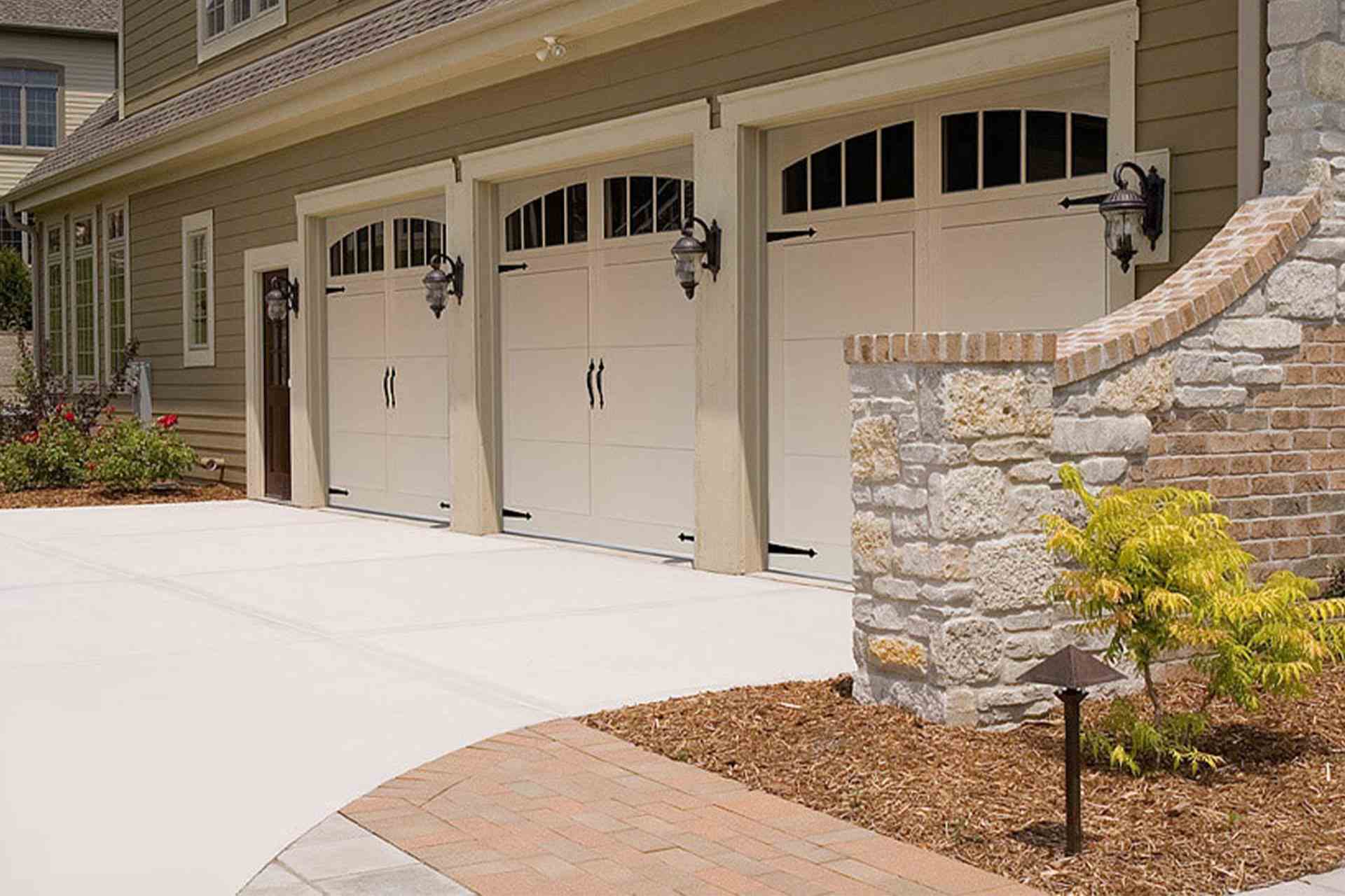 Garage Door – 5331A with Arched Madison Windows, Almond - Door Doctor VA