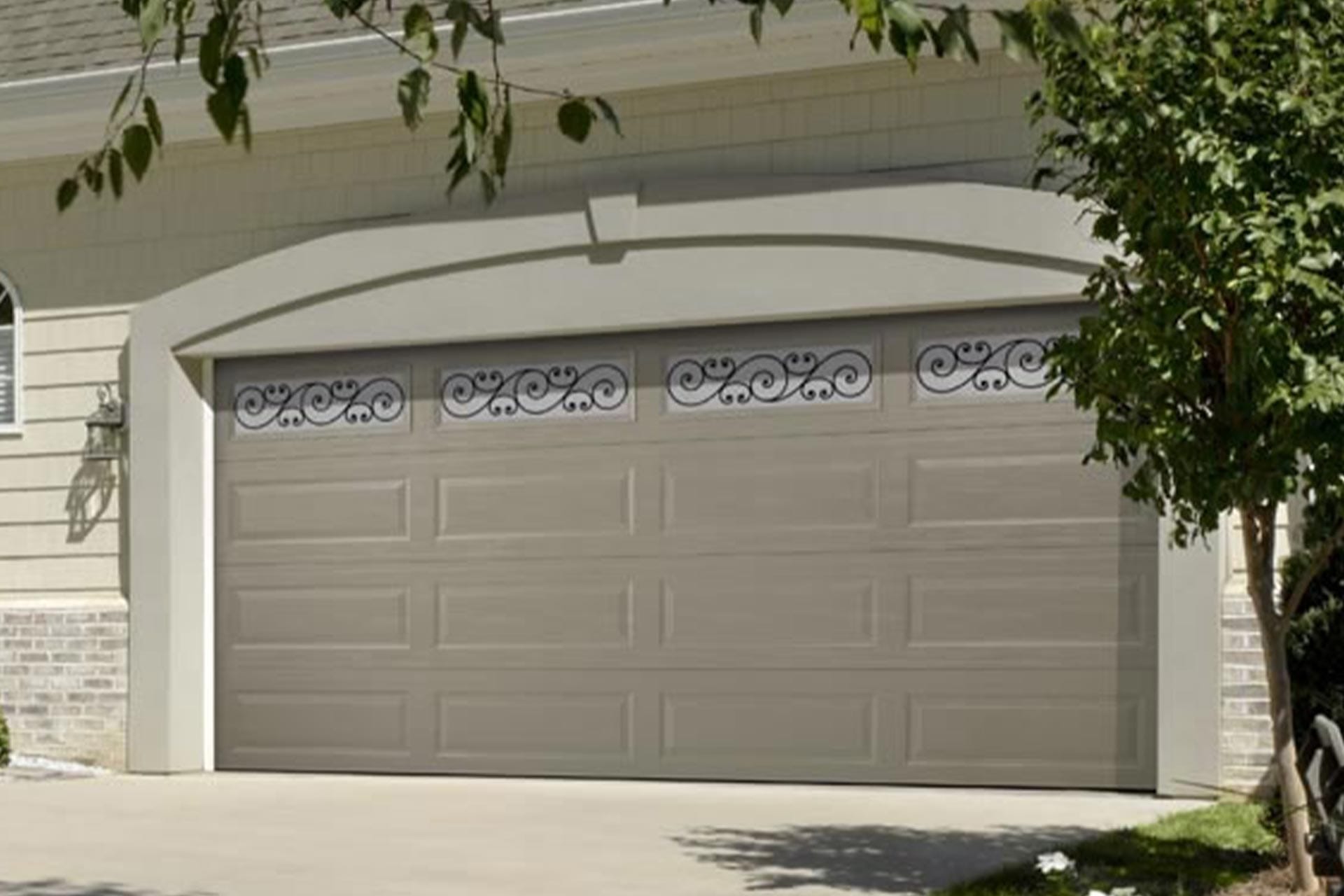 Garage Door – Traditional Long Panel with Trellis Windows, Sandstone ...