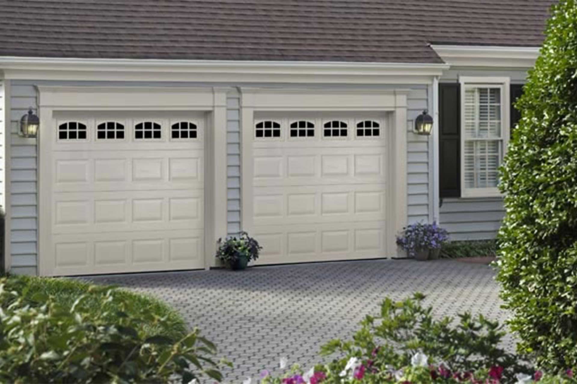 Garage Door – Traditional Short Panel with Cascade Windows, Almond ...