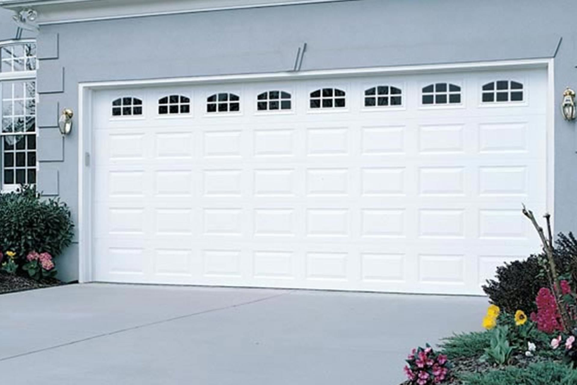 Garage Door – Traditional Short Panel with Cascade Windows, White ...