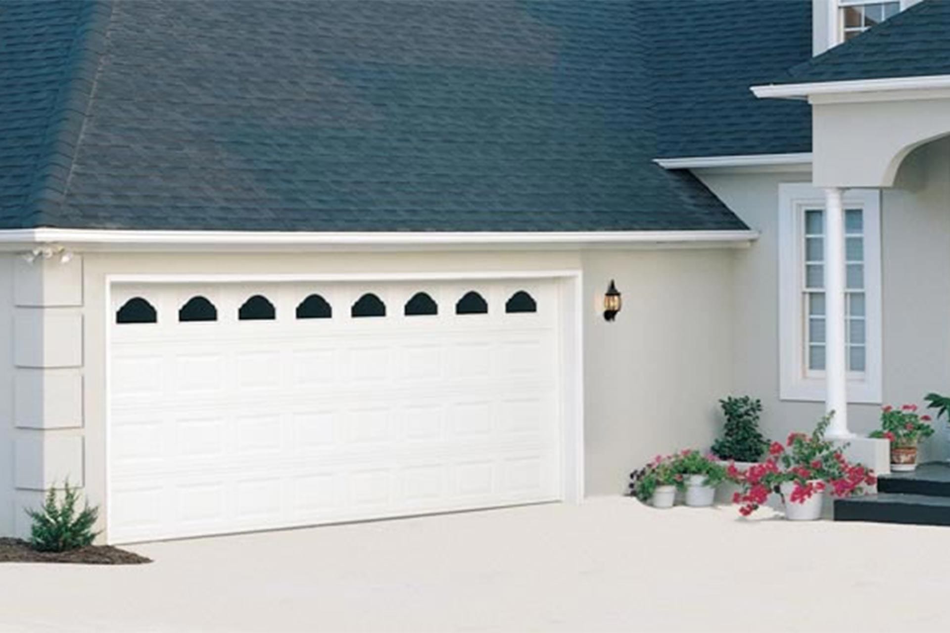 Garage Door – Traditional Short Panel with Cathedral Windows, White ...