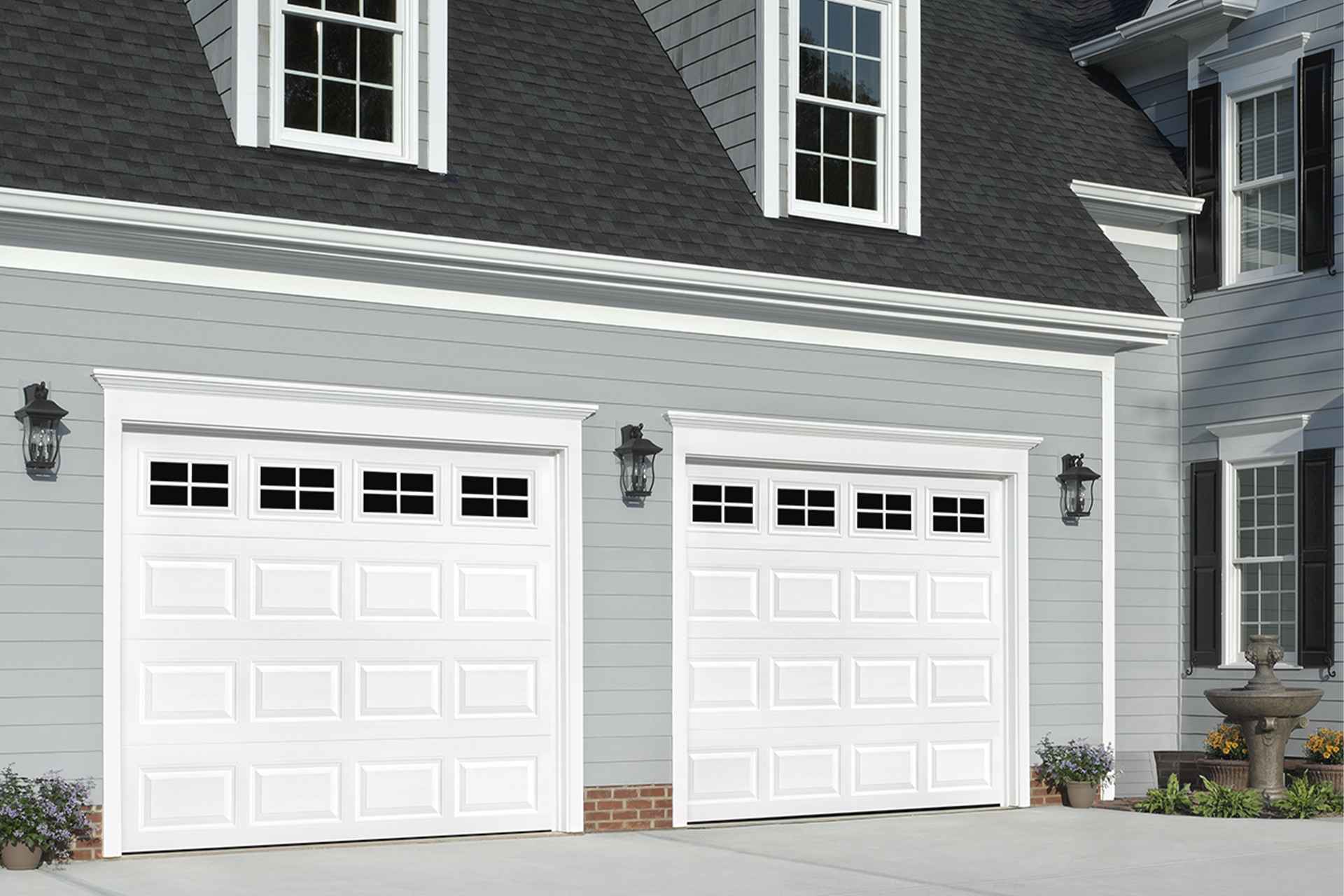 Garage Door – Traditional Short Panel with Stockton Windows, White ...