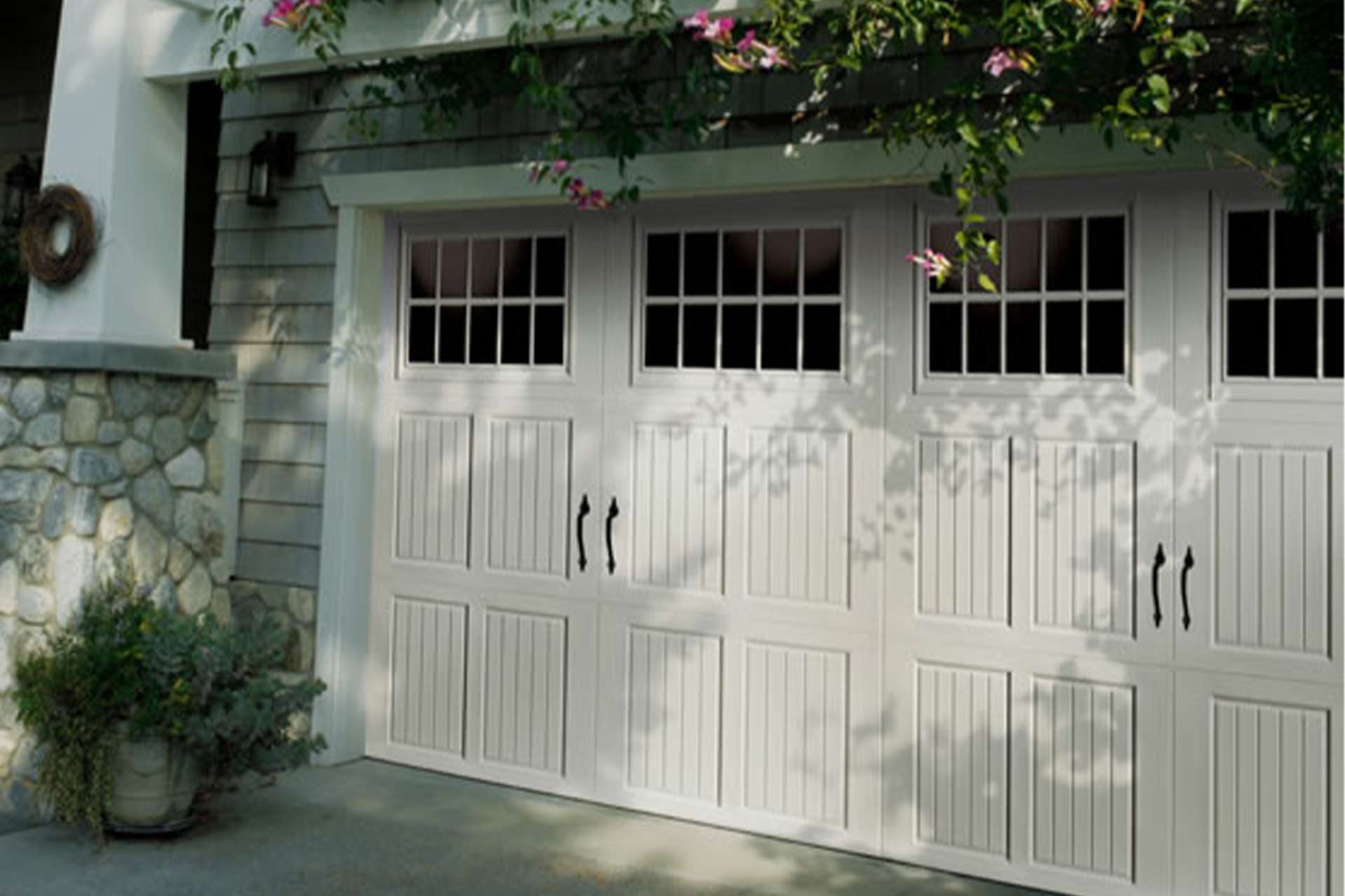 Garage Door – Tuscany with Madeira Windows, Blue Ridge Handles, White ...